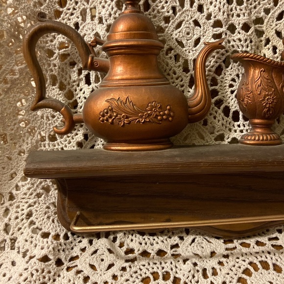 Other | Coppercraft Teapot Wall Hanging Decor Tea Towel Bar Holder 1976 ...